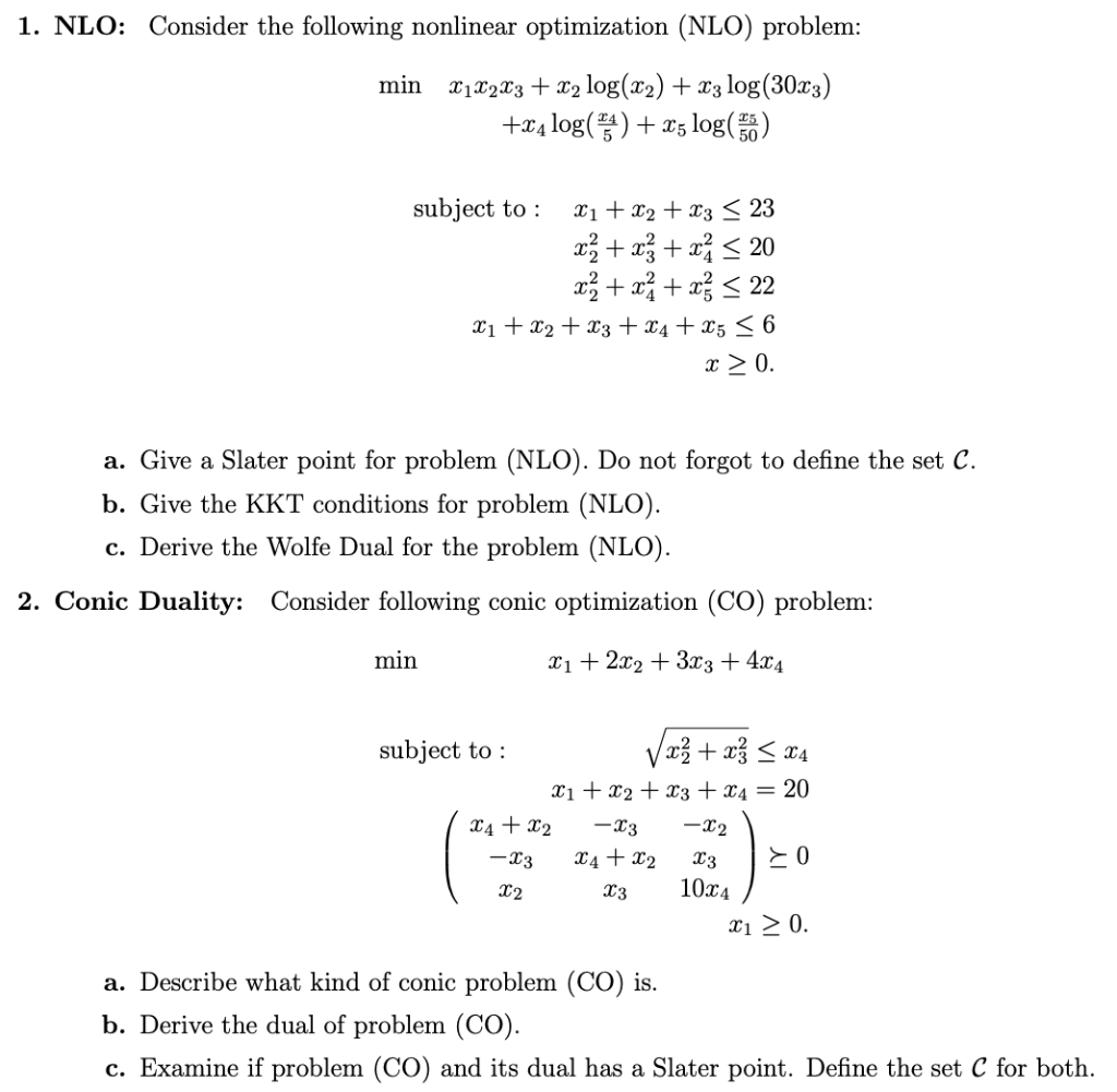 1. NLO: Consider the following nonlinear optimization | Chegg.com