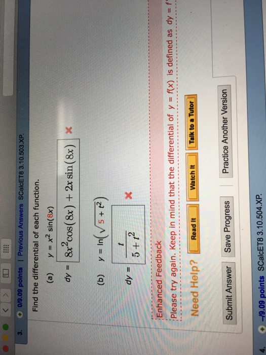 Solved 3. 0/9.09 points | Previous Answers SCalcET8 | Chegg.com
