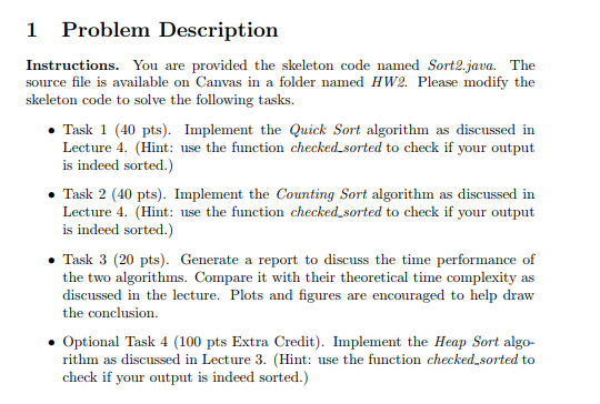 Solved 1 Problem Description Instructions. You are provided | Chegg.com