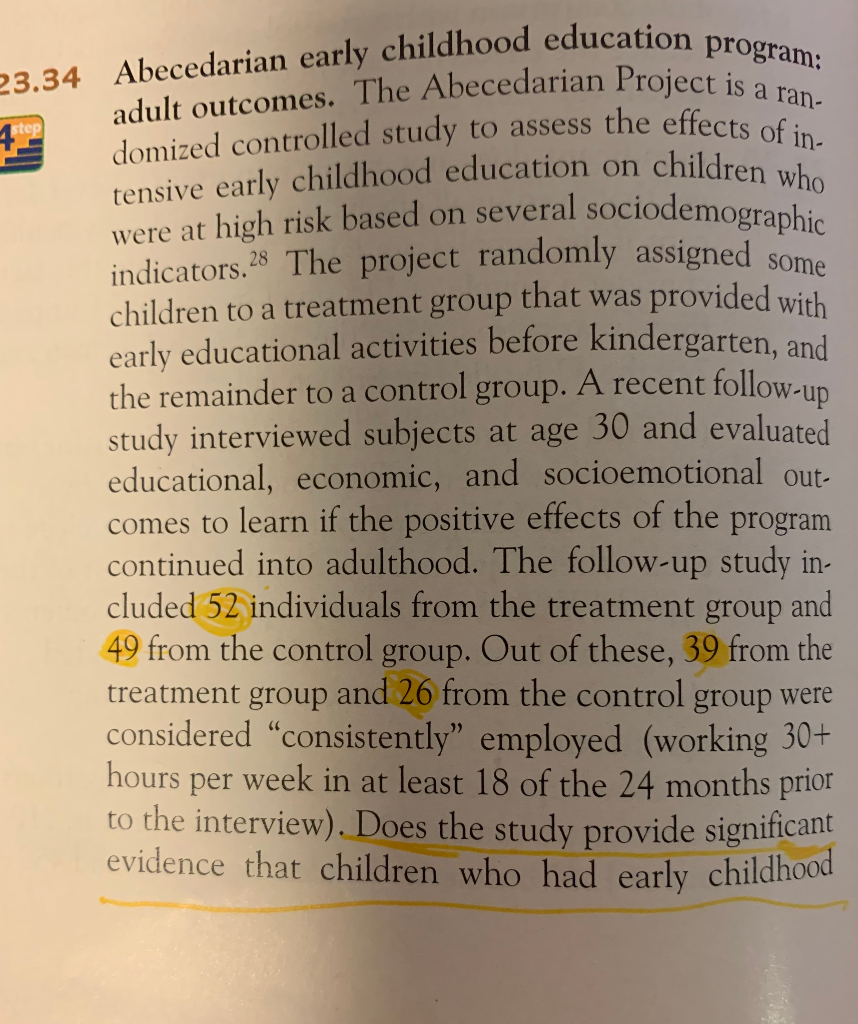 some 23.34 Abecedarian early childhood education | Chegg.com
