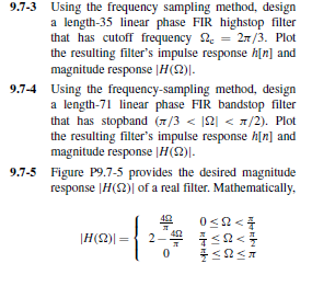 9.7-3 Using the frequency sampling method, design a | Chegg.com