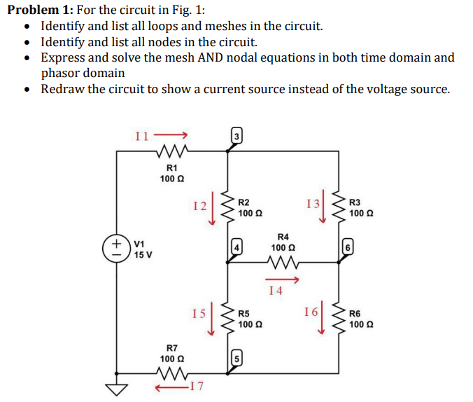 Solved Problem 1: For the circuit in Fig. 1:Identify and | Chegg.com