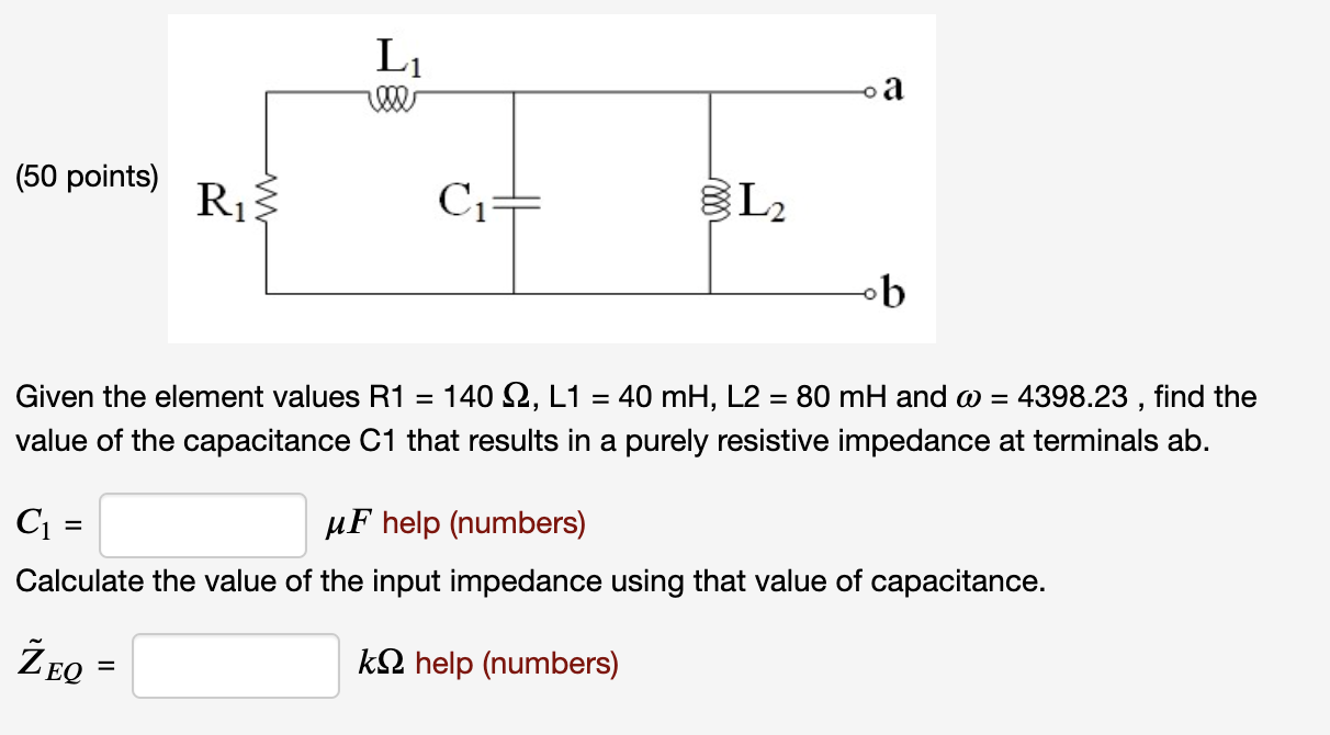 Solved (50 points) Given the element values | Chegg.com