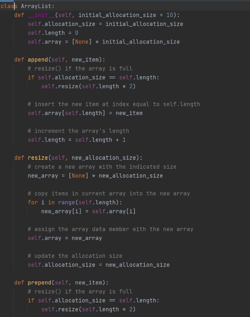 Solved 20.9 LAB: Array Based List In this lab you are | Chegg.com