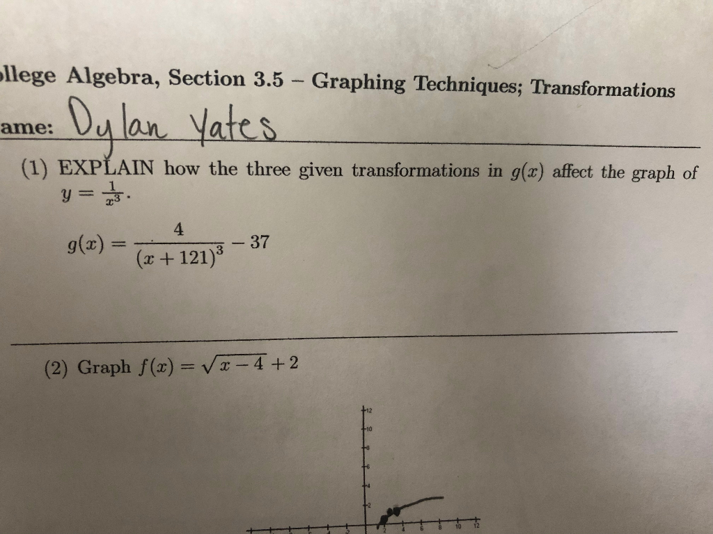 Solved ollege Algebra, Section 3.5 - Graphing Techniques; | Chegg.com