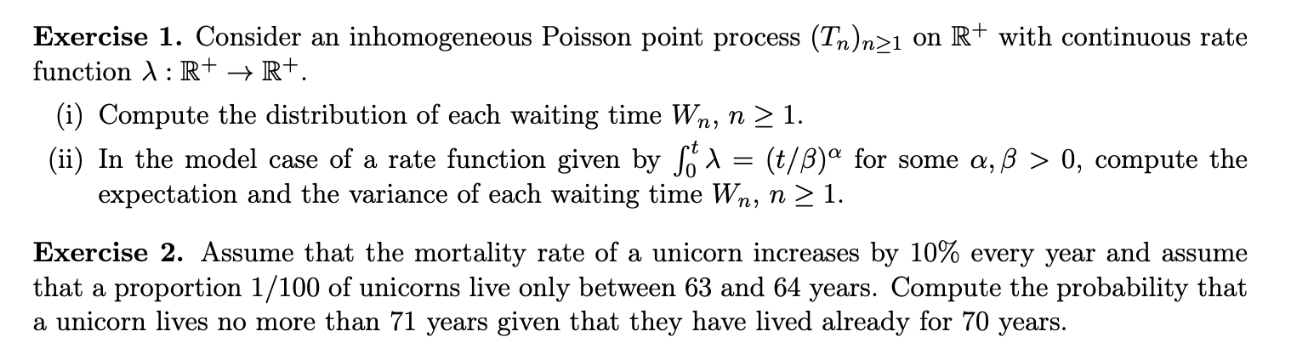 Solved Exercise 1. Consider an inhomogeneous Poisson point | Chegg.com