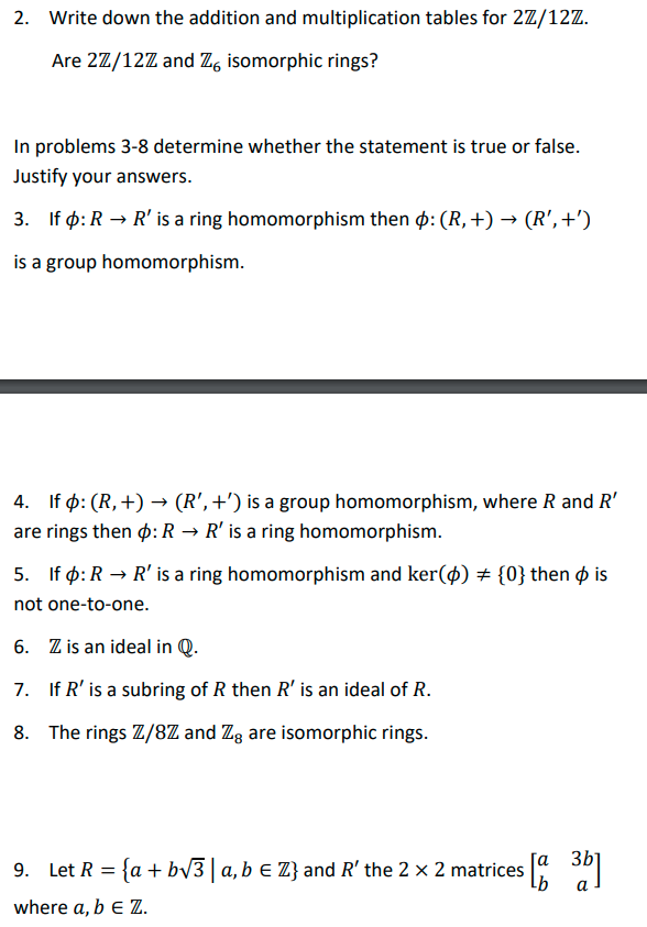 Solved 2. Write down the addition and multiplication tables | Chegg.com