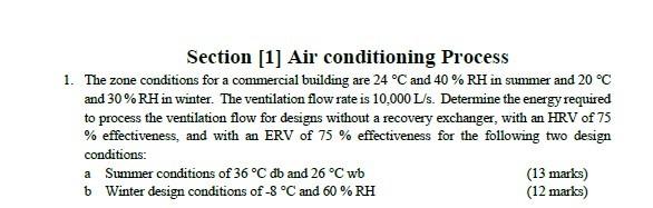 Solved Section [1] Air conditioning Process 1. The zone | Chegg.com
