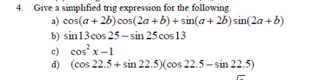Solved Give a simplified trig expression for the | Chegg.com
