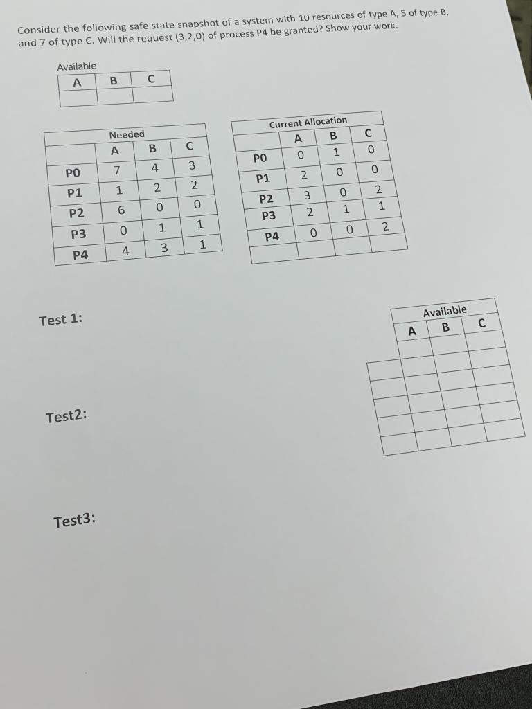 Solved Consider the following safe state snapshot of a | Chegg.com