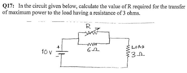 Solved Q17: In the circuit given below, calculate the value | Chegg.com