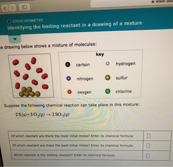 Solved www-aw O STOICHIOMETRY Identifying the limiting | Chegg.com