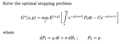 Solve the optimal stopping problem G*(s.p) = sup | Chegg.com