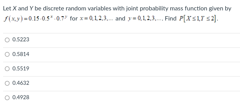 Solved Let X and Y be discrete random variables with joint | Chegg.com