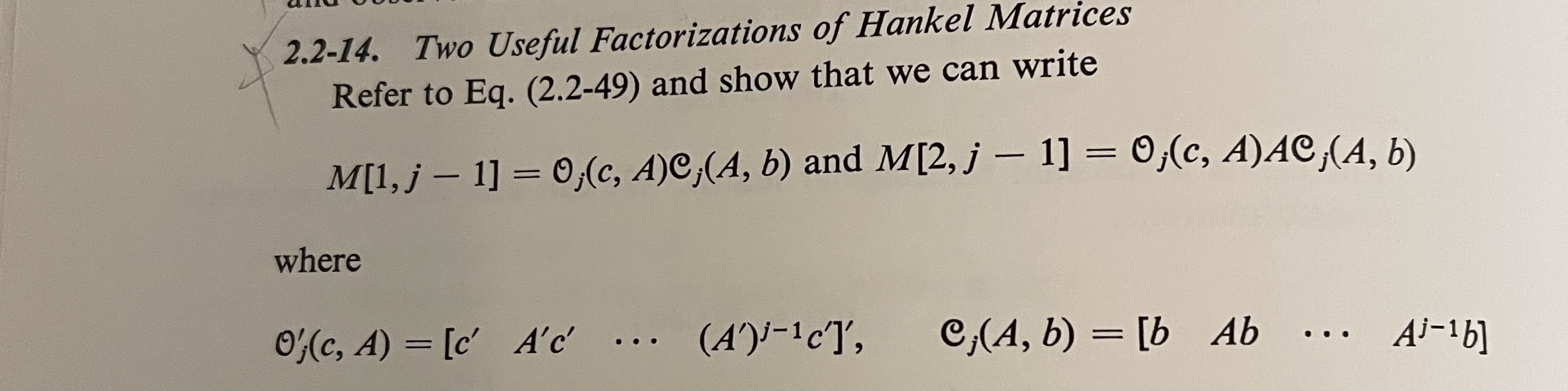 Solved 2 2 14 Two Useful Factorizations Of Hankel Matrices