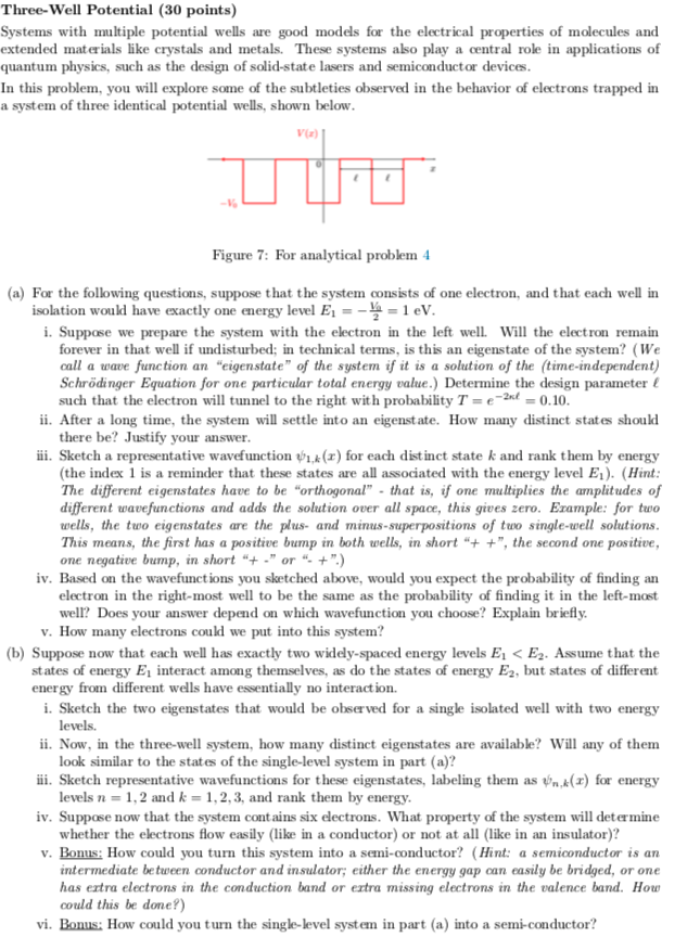 Three-Well Potential (30 points) Systems with | Chegg.com