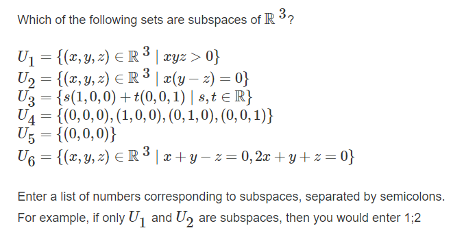 Solved Which of the following sets are subspaces of R 32 U1 | Chegg.com