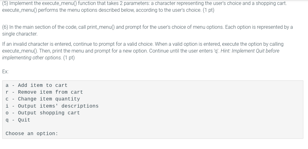 Solved 7.26 LAB*: Program: Online shopping cart (Part 2) | Chegg.com