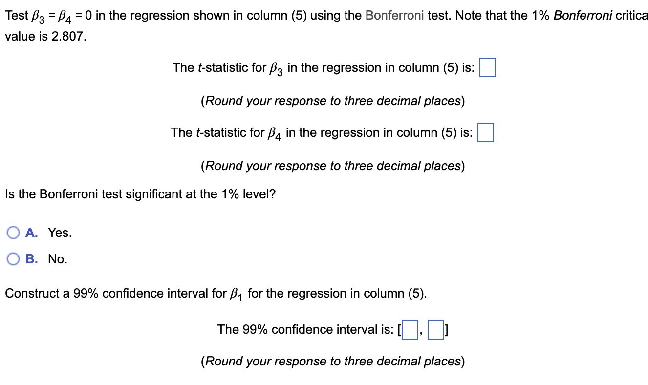 Solved Refer to the table of estimated regressions below, | Chegg.com