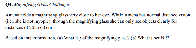 Solved Q4. Magnifying Glass Challenge Amena holds a | Chegg.com