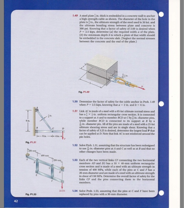 Solved A steel plate 1/4 in. thick is embedded in a concrete | Chegg.com