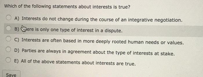 Solved Which of the following statements about interests is | Chegg.com