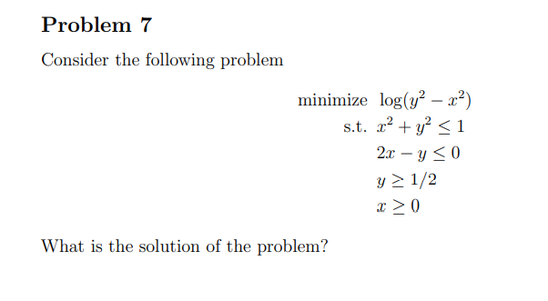 Solved Problem 7 Consider the following problem minimize | Chegg.com