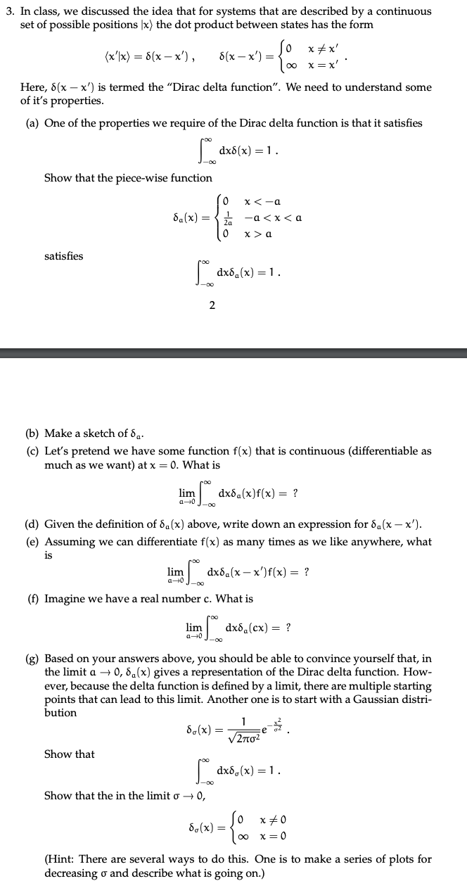 Solved 3. In class, we discussed the idea that for systems | Chegg.com