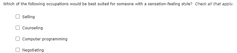 Solved Which of the following occupations would be best | Chegg.com