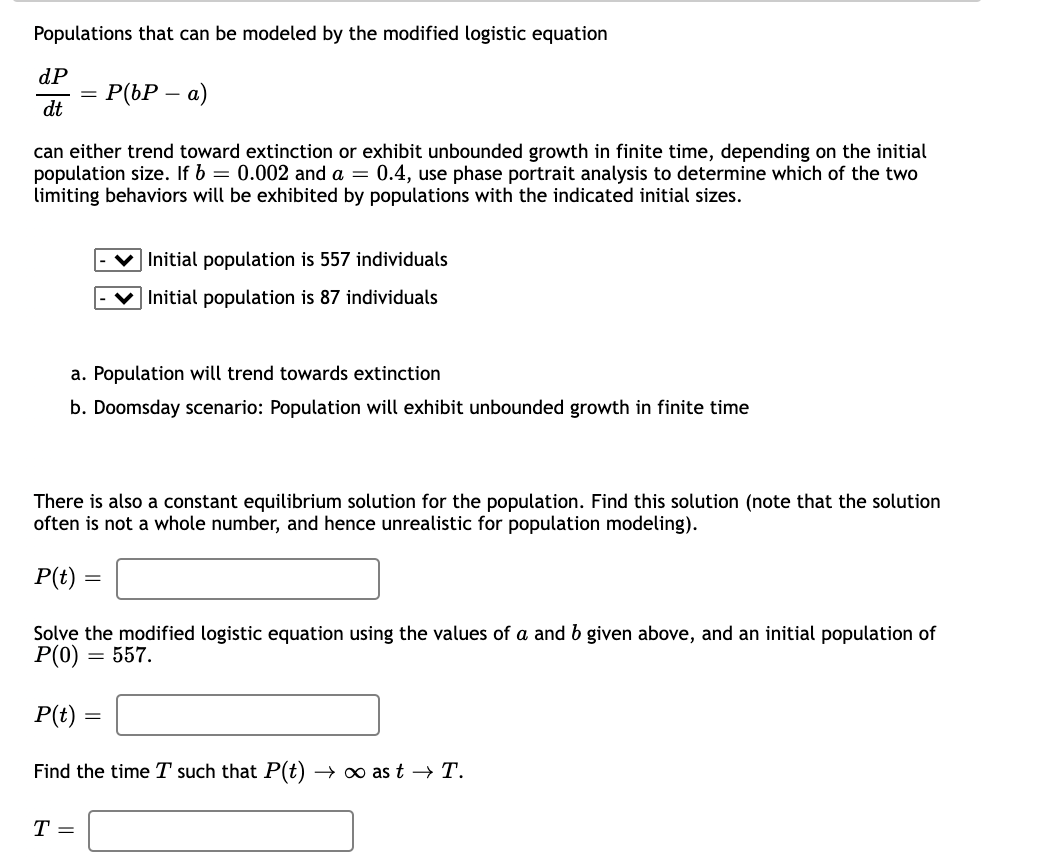 Solved Populations That Can Be Modeled By The Modified