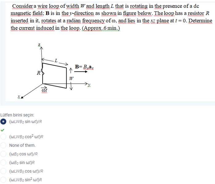 Solved Consider a wire loop of width W and length L that is | Chegg.com