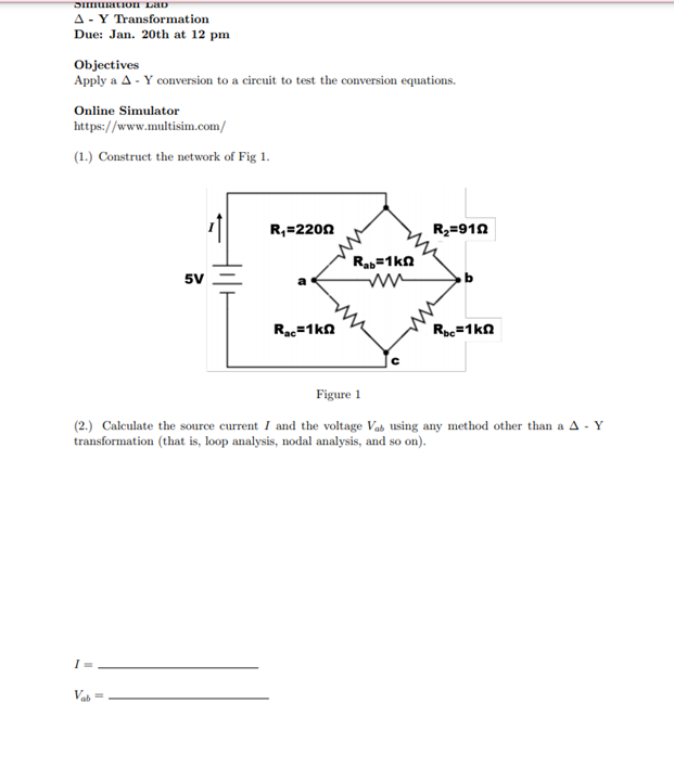 Solved Simation Lab A - Y Transformation Due: Jan. 20th at | Chegg.com