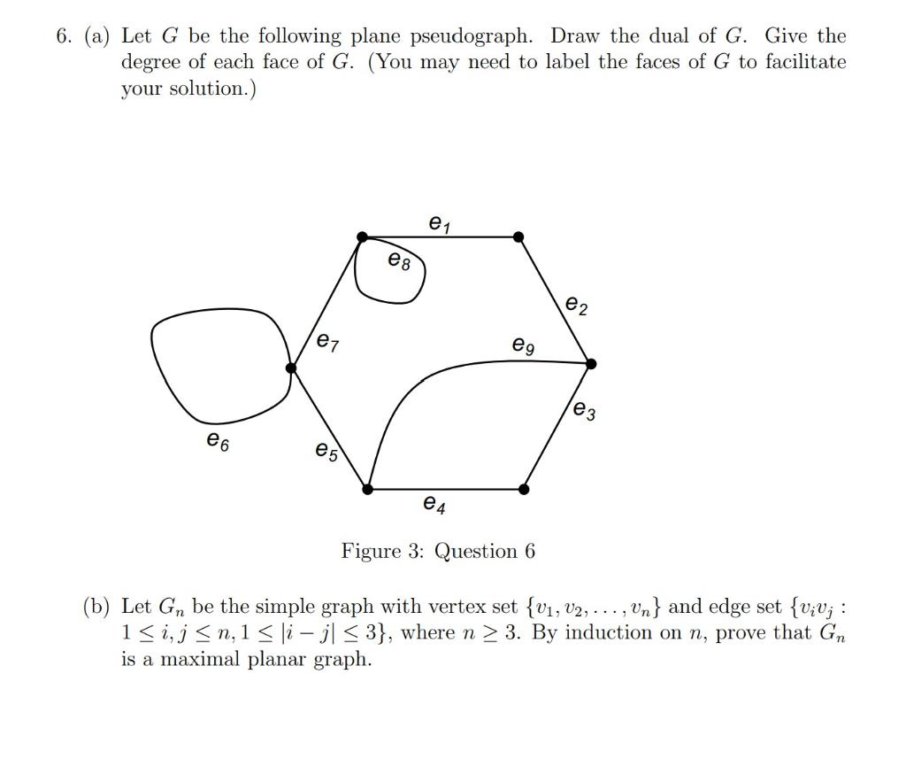 Solved 6. (a) Let G be the following plane pseudograph. Draw | Chegg.com