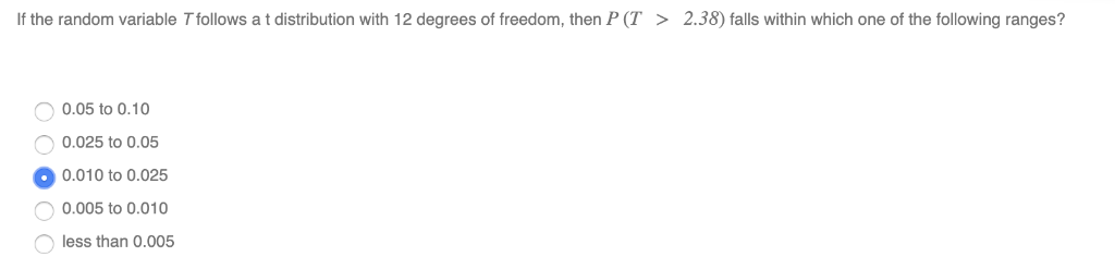 Solved If the random variable T follows a t distribution | Chegg.com