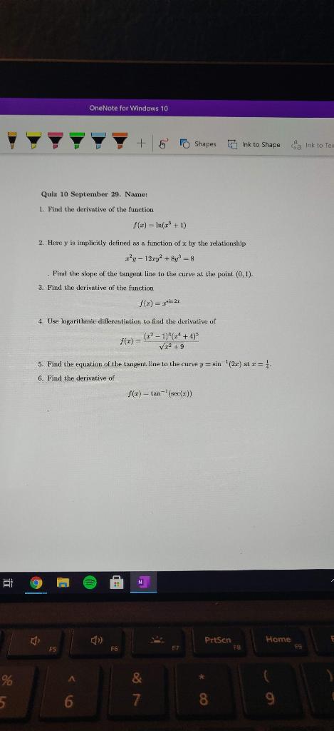 Solved OneNote for Windows 10 + Shapes Ink to Shape Ink to | Chegg.com