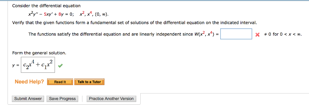 Solved Consider the differential equation Verify that the | Chegg.com