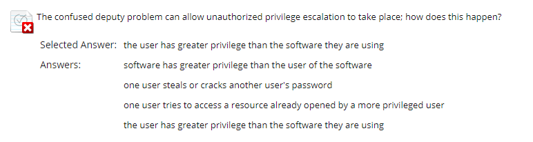 Solved The confused deputy problem can allow unauthorized | Chegg.com