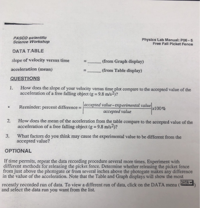 PASCO scientific Science Workshop Physics Lab Manual: | Chegg.com