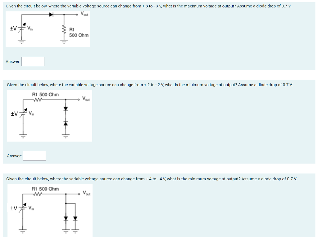 Solved Given the circuit below, where the variable voltage | Chegg.com