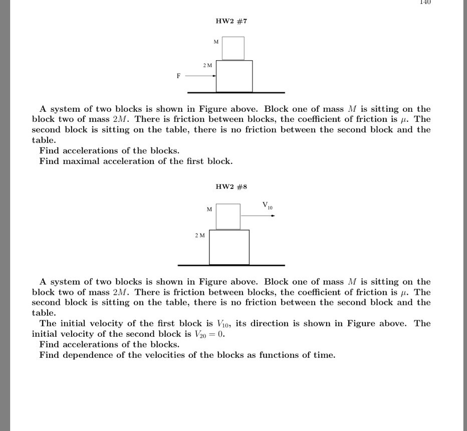 Solved 140 HW2 #7 2 M A system of two blocks is shown in | Chegg.com