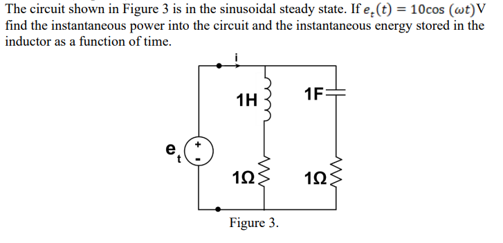 Solved The circuit shown in ﻿Figure 3 is in ﻿the sinusoidal | Chegg.com