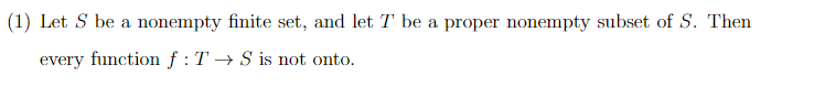Solved (1) ﻿Let S ﻿be a nonempty finite set, and let T ﻿be a | Chegg.com