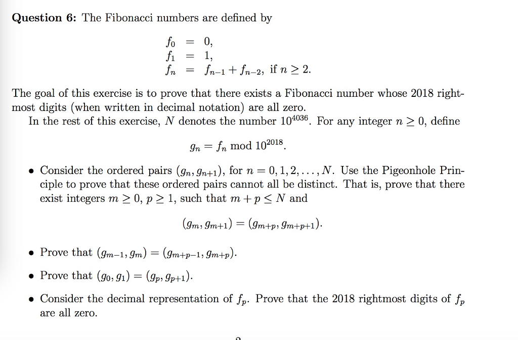 Solved Question 6: The Fibonacci numbers are defined by Ís | Chegg.com