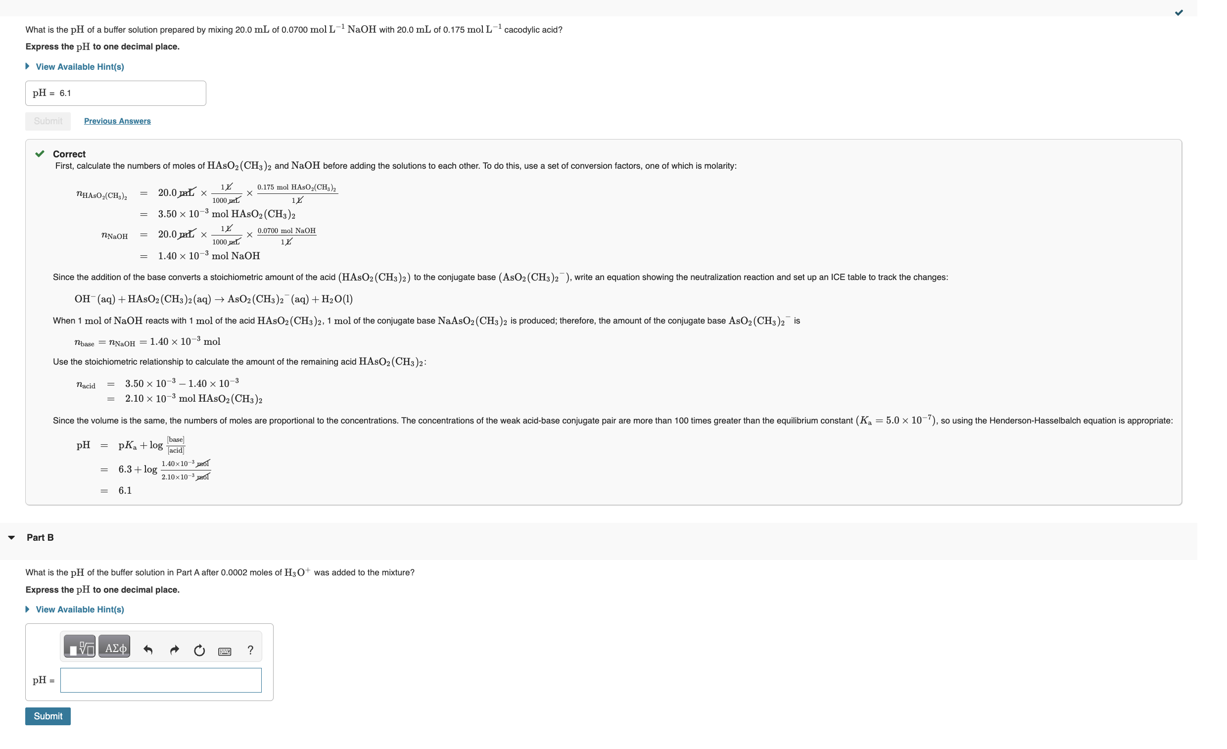 Solved What is the pH of a buffer solution prepared by | Chegg.com
