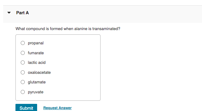 Solved Part A What compound is formed when alanine is | Chegg.com