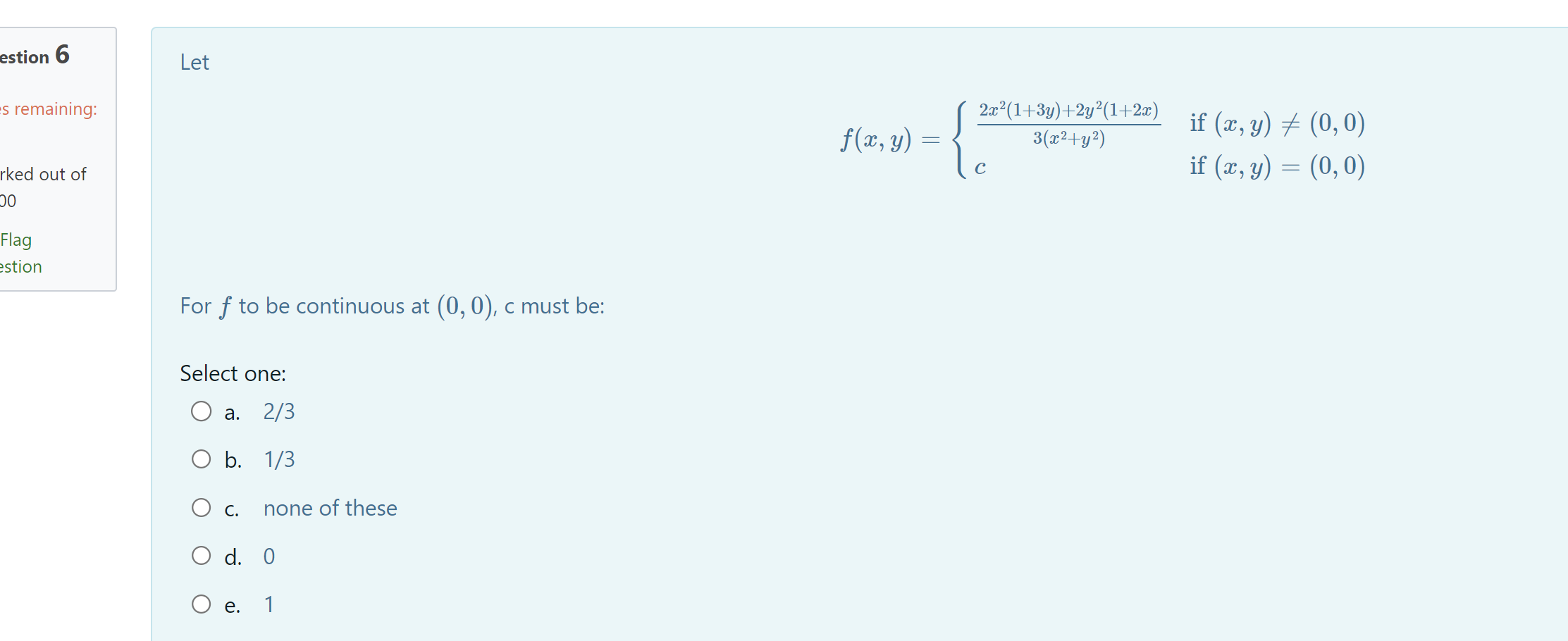 Solved f(x,y)={3(x2+y2)2x2(1+3y)+2y2(1+2x)c if (x,y) =(0,0) | Chegg.com