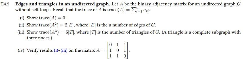 Solved 5 Edges and triangles in an undirected graph. Let A | Chegg.com