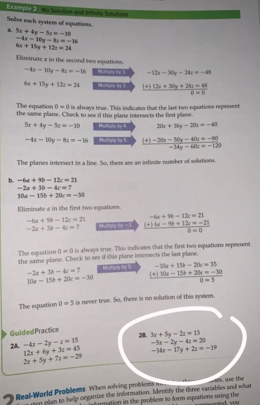 Solved Example 2 No Solution and Infinite Solutions Solve | Chegg.com