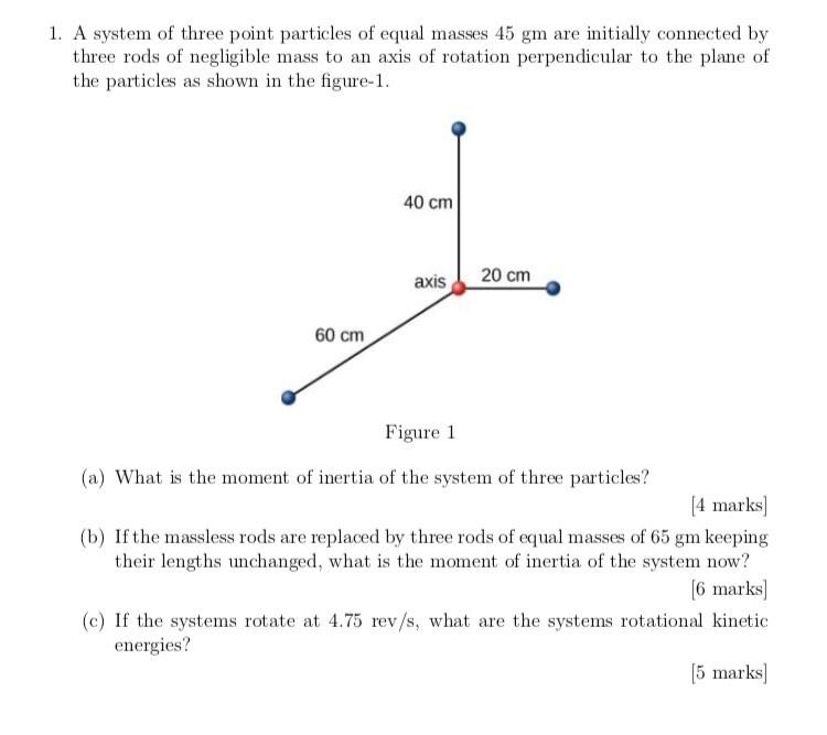 Solved 1. A system of three point particles of equal masses | Chegg.com
