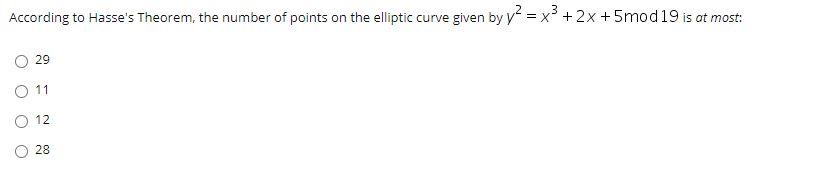 Solved According to Hasse's Theorem, the number of points on | Chegg.com